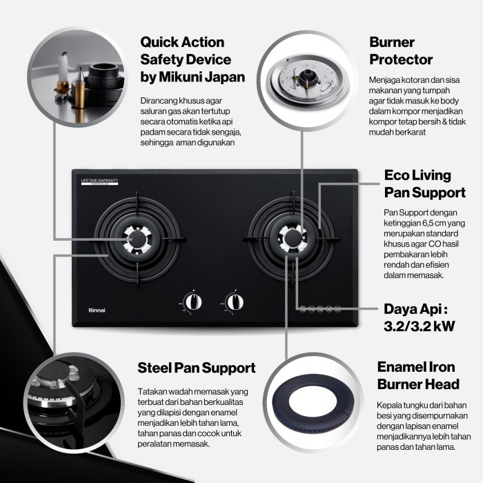 Jual Built-In Gas Hob Kompor Gas Rinnai Tanam 2 Tungku Rb-772 Ro (G) | Shopee Indonesia