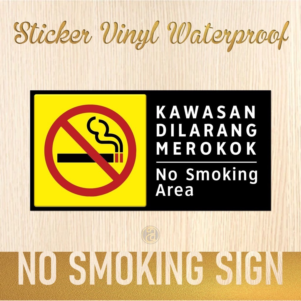 Jual Kawasan dilarang merokok Stiker 15x30 cm tanda rambu larangan ...