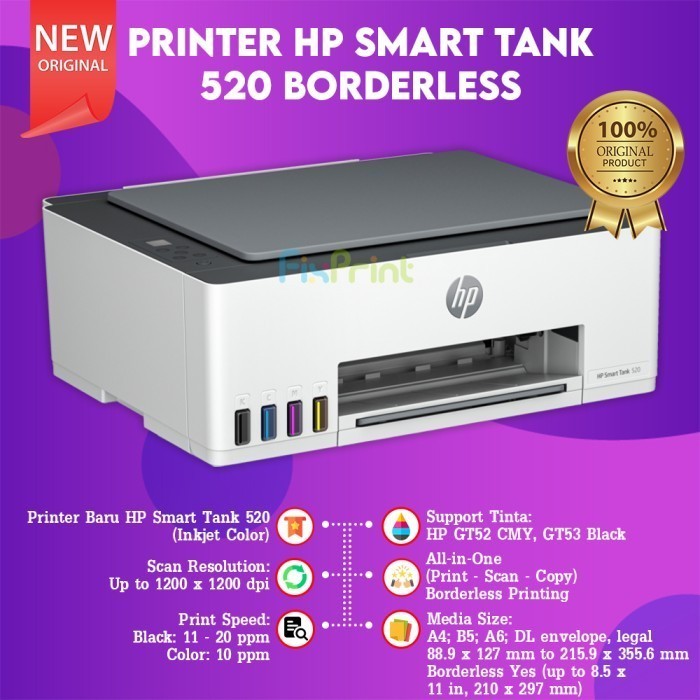 Jual Printer Hp Smart Tank 520 All In One Printer Hp Ink Tank 115 Print ...