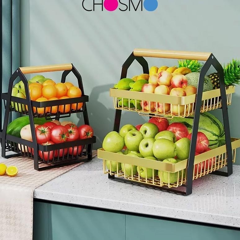 Jual RAK BAWANG Keranjang Rak Dapur Rak Buah Besi Rak Dapur Besi Kayu ...