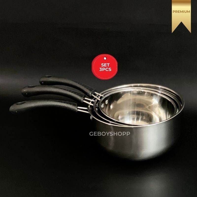 Jual Panci Susu Panci Rebus Panci Mie Stainless Steel Set 3Pcs | Shopee ...