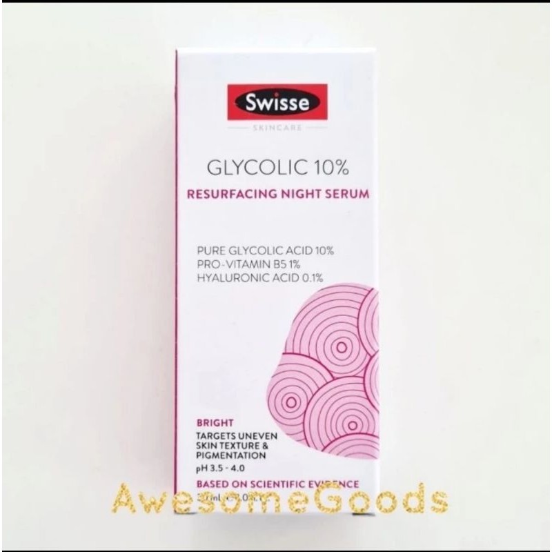 Jual Swisse Skincare Glycolic 10% Resurfacing Night Serum 30ml | Shopee Indonesia