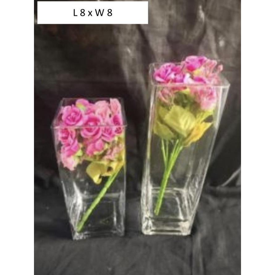 Jual Vas Bunga Kaca Kotak Tinggi Elegan Pot Bunga Kotak Berat Kuat ...