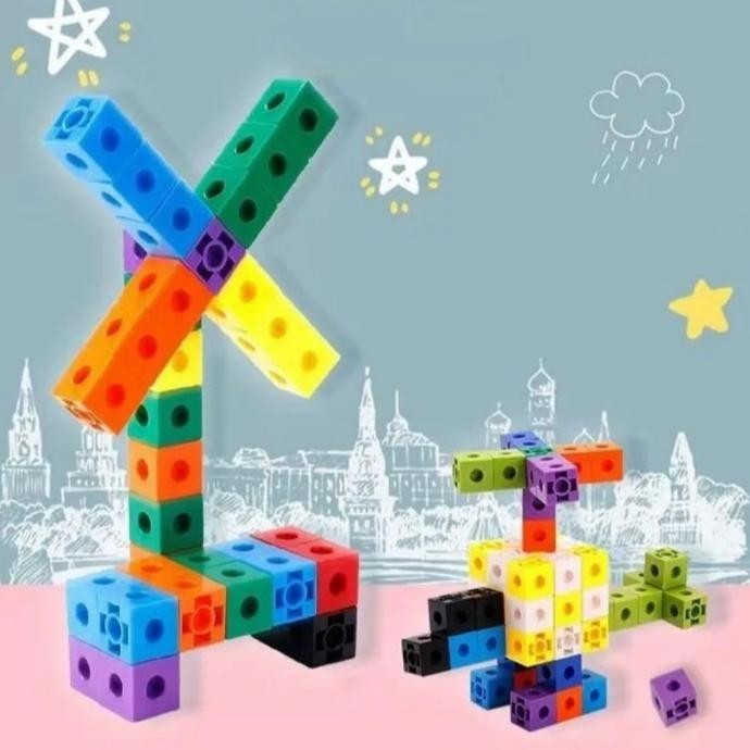 Jual Mainan Edukasi Anak DIY Block Cube LINKING LEARNING MATHLINK CUBES ...