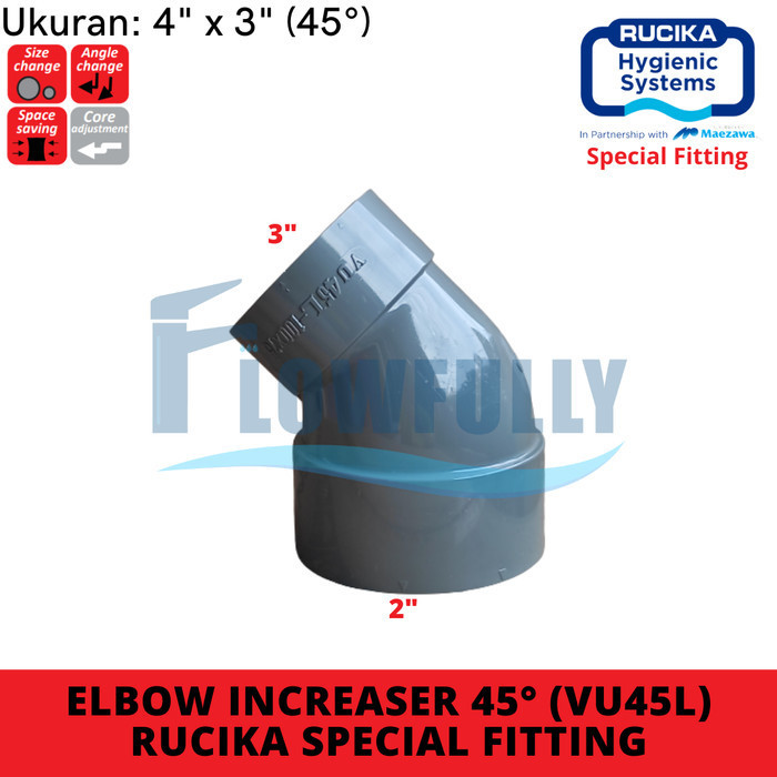 Jual ELBOW INCREASER 45 4 x 3 INCH RUCIKA VU45L KNEE OVERLOOP VLOK ...