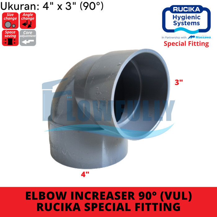 Jual ELBOW INCREASER 90 4 x 3 INCH RUCIKA VUL KNEE OVERLOOP VLOK REDUCER | Shopee Indonesia