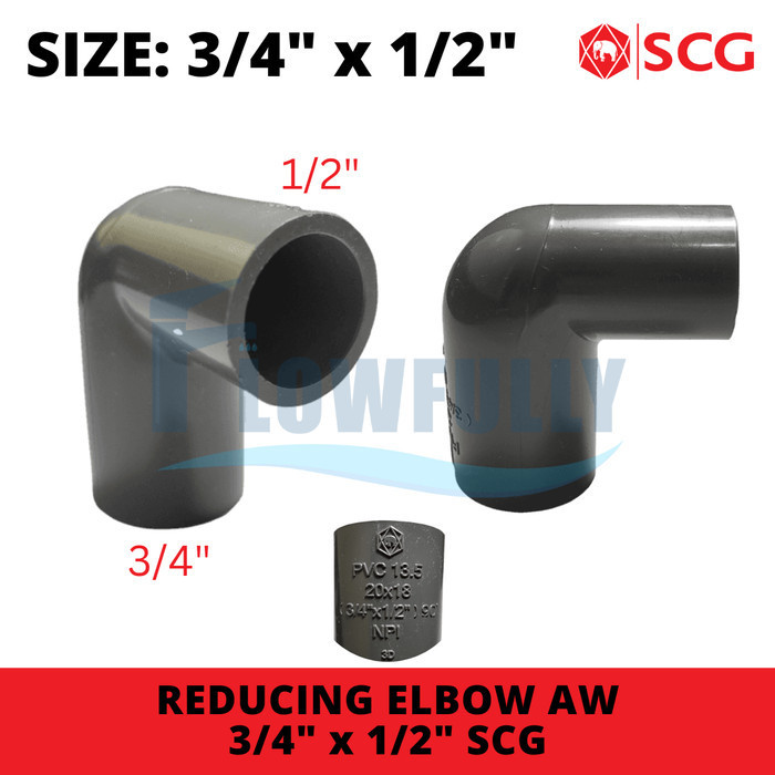 Jual REDUCING ELBOW AW 3/4 x 1/2 SCG PVC REDUCER VERLOP VLOK OVERLOOP ...