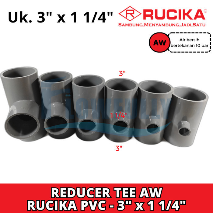 Jual TEE AW 3 x 1 1/4 inch RUCIKA PVC VERLOP TEE REDUCER TEE TS VLOK TEE | Shopee Indonesia