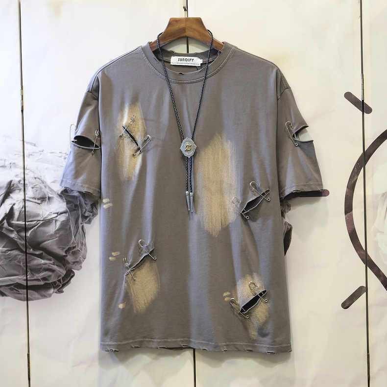 Jual Lengan Pendek Pria, Ukuran Besar, Pin Robek, Lengan PendekTKaus ...