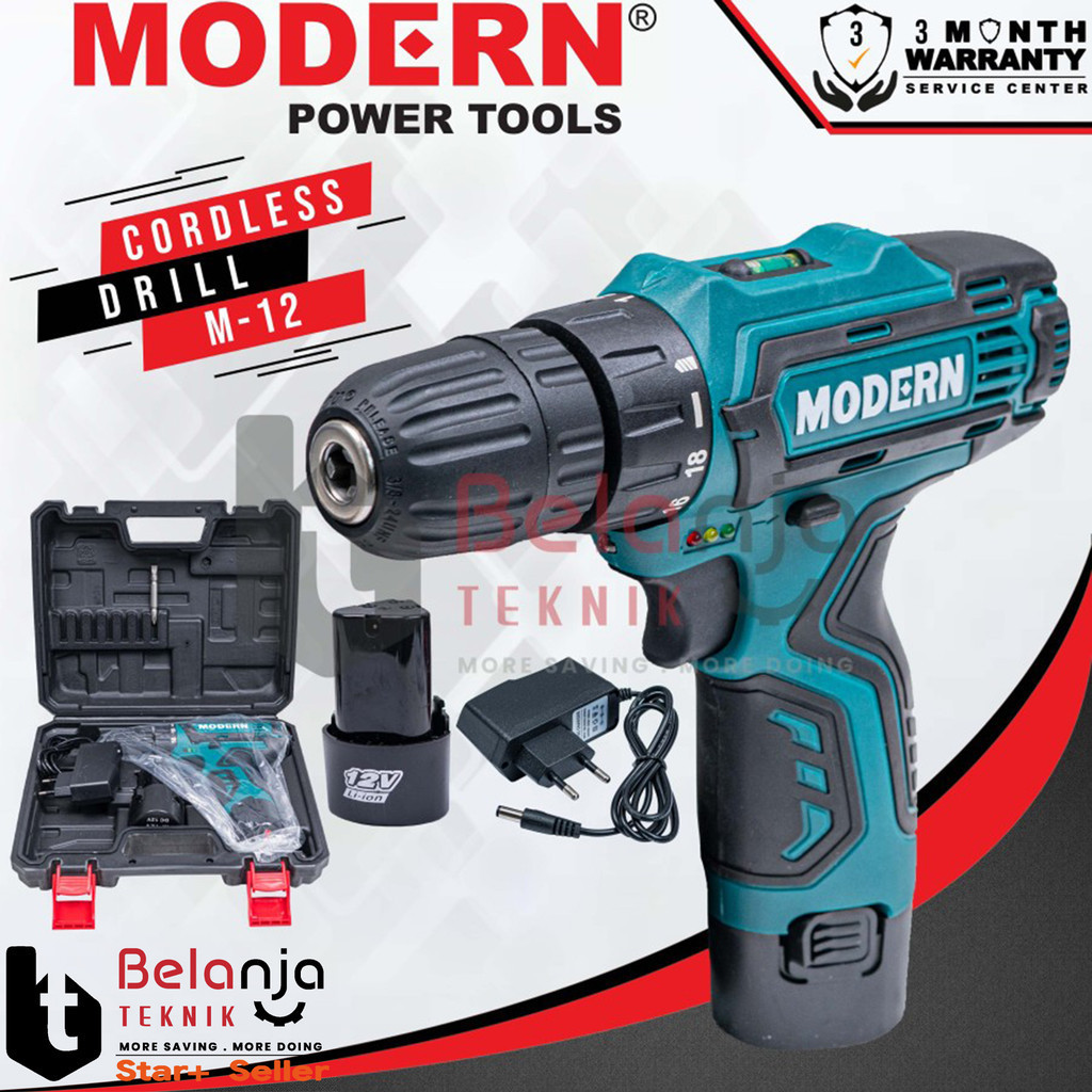 Jual MODERN M-12V Bor Cordless Drill Baterai Batre Tanpa Kabel M12V 12V ...