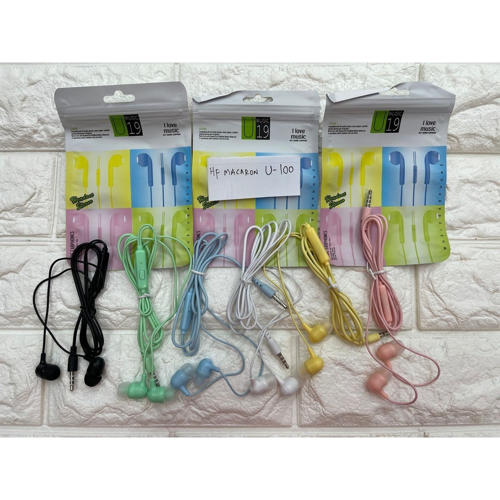 Jual HANDSFREE MACARON U-100 - HEADSET MACARON U-100 - EARPHONE U-100 ...