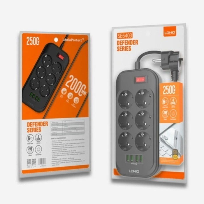 Jual LDNIO SE6403 STOP KONTAK 6 POWER SOCKET LUBANG + 4 USB PORT | Shopee Indonesia