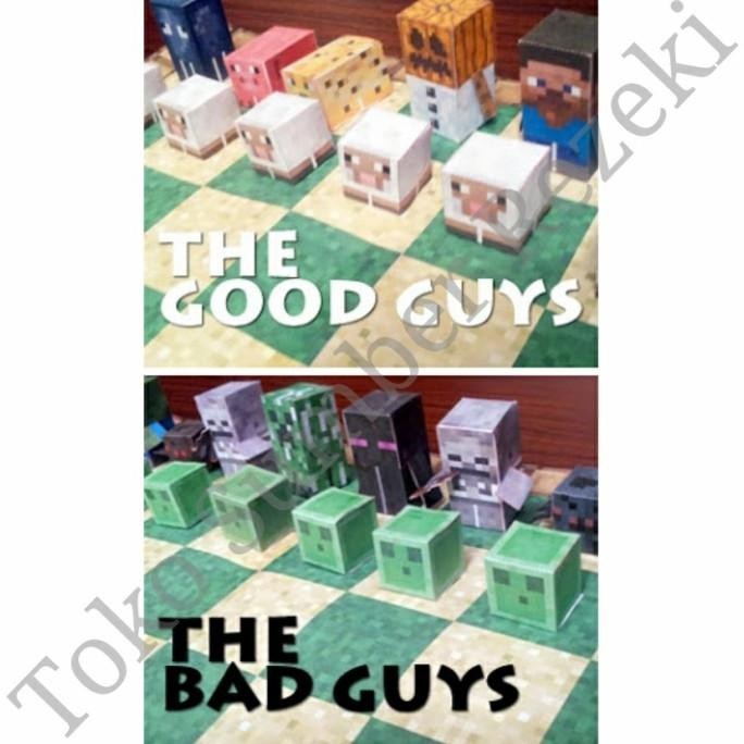 Jual Action Figure Paper Craft Papan Catur Minecraft Chess Papercraft ...