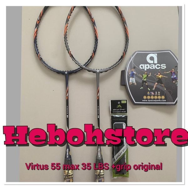 Jual Raket Badminton APACS VIRTUS 55 kuat bisa 35 LBS ORIGINAL | Shopee ...