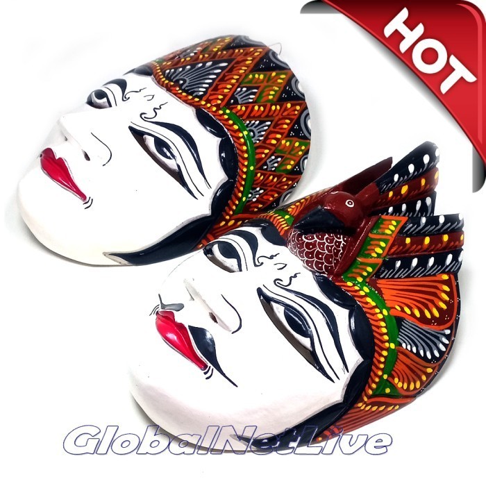 Jual Morn Sepasang Topeng Wayang Rama Shinta Kayu Batik Painting Hiasan ...