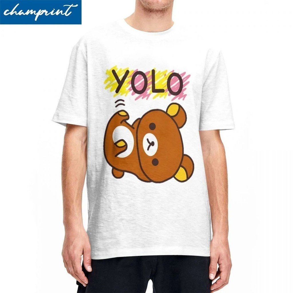 Jual Rilakkuma YOLO T Shirt Men Women's 100% Cotton Funny T-Shirts Crew ...