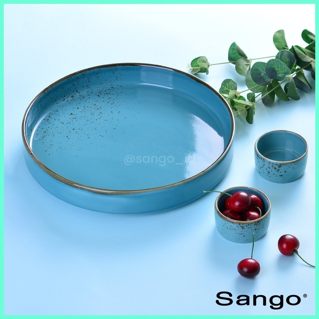 Jual SANGO Set Piring Makan dan Tempat Saus Nature Turquoise (Isi 3 ...