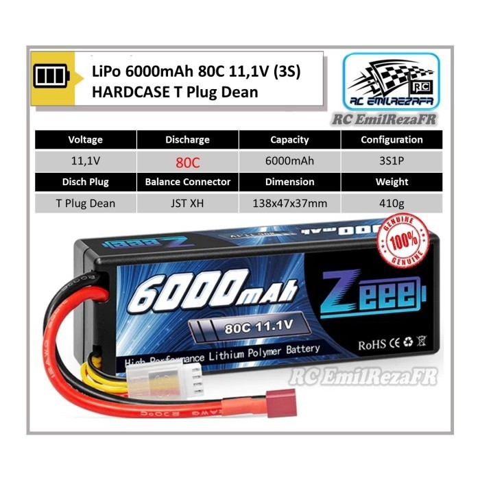 Jual Baterai LiPo Zeee Power 3S 11,1V 6000mAh 80C Hardcase RC Car | Shopee Indonesia