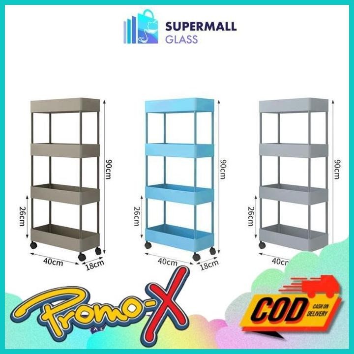 Jual Supermall Glass Cod Rak Persegi Dapur Plastik 4 Susun Warna Baru / Rak Yeye / Rak Kamar ...