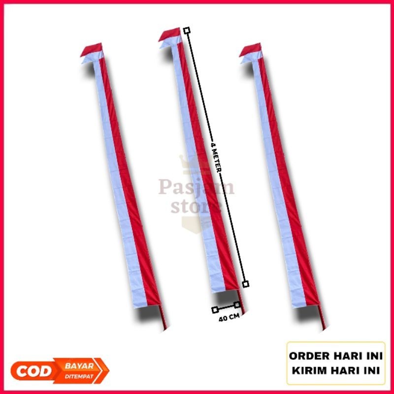 Jual Bendera Umbul Umbul Bandir Layur Merah Putih Panjang 4 Meter | Shopee Indonesia