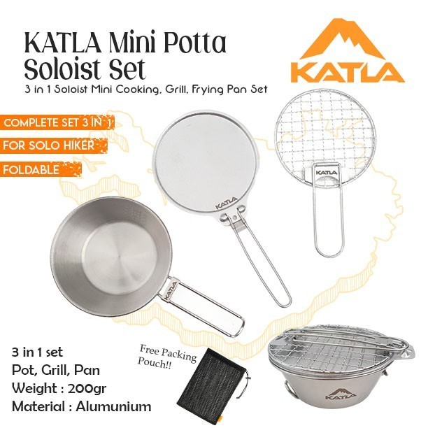 Jual Katla Mini Potta Soloist Cooking Set 3N1 Solo Camping Hiking Pot ...