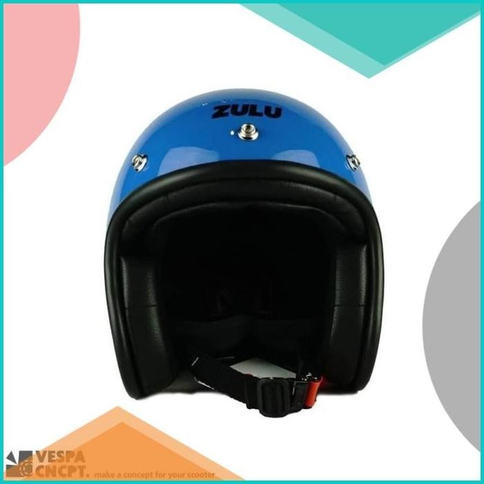 Jual Zulu Osiris Helmet Helm Blue Rubber Retro Half Face Vespa ...