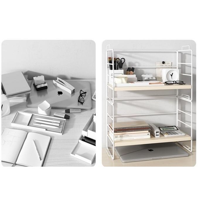 Jual Ptr [Zen] Rak Buku / Laptop Organizer Rak Kayu Besi Susun ...