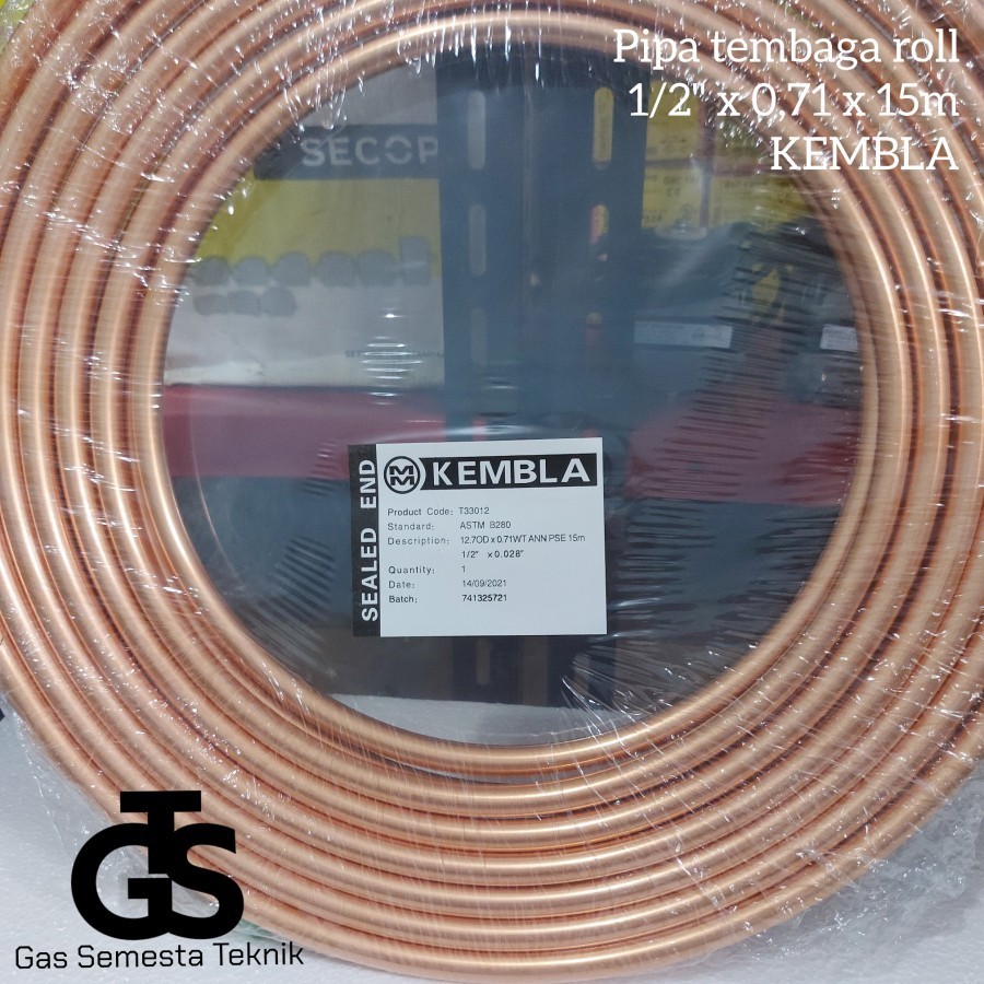 Jual PIPA TEMBAGA KEMBLA 1/2" x 0.71 x 15M | PIPA TEMBAGA 1/2" x 0.028 ...