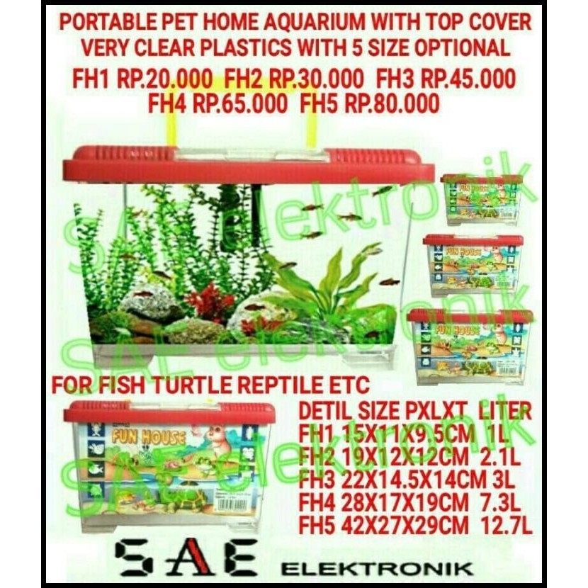 Jual BEST DEAL FH 02 FUN HOUSE VERY CLEAR PLASTIC AQUARIUM PET HOME ...