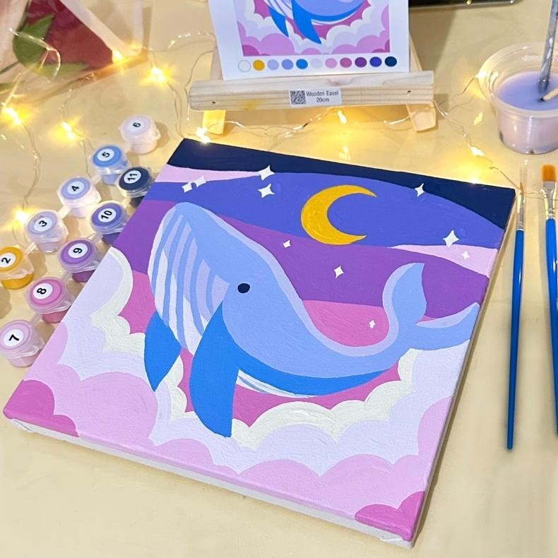 Jual PAINT BY NUMBER KIT 25X25CM / 20X20CM WHALE - PAINTING KIT DIY ...