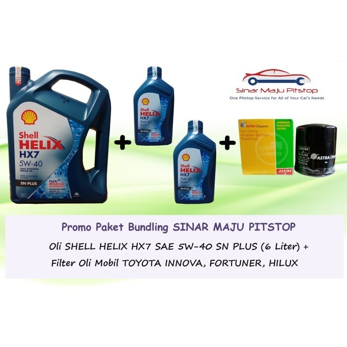 Jual Paket Oli Shell Helix Hx7 5W-40 Sn Plus 6 Liter & Filter Toyota Innova | Shopee Indonesia