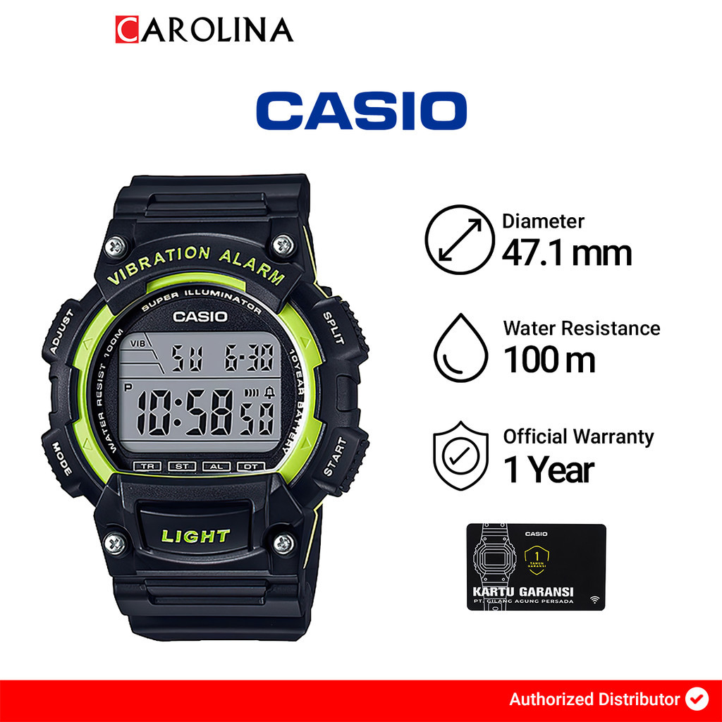 Jual Jam Tangan Pria CASIO W-736H-3A Digital Dial Black Resin Band ...