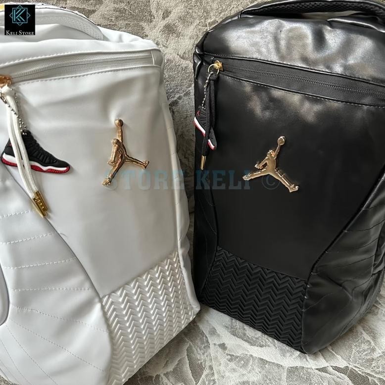 Jual Tas Ransel Jordan Leather Twelve Gold / Retro 12 Backpack Motif ...