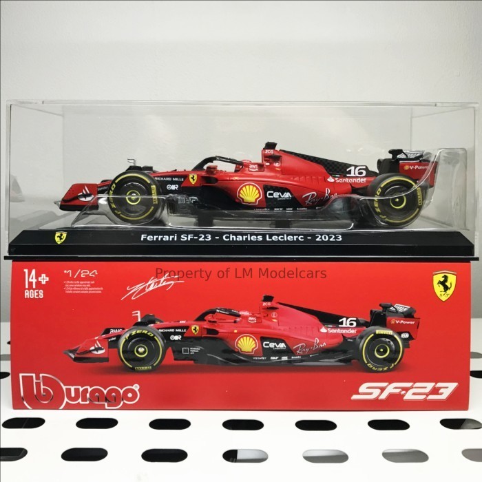 Jual DIECAST 1/24 BBURAGO FERRARI SF23 - 2023 FORMULA 1 WITH AKRILIK ...