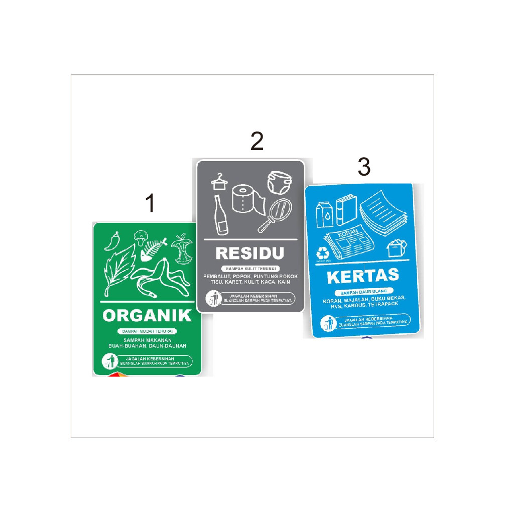 Jual STIKER TEMPAT SAMPAH ORGANIK , RESIDU, KERTAS, BESI, PLASTIK ...