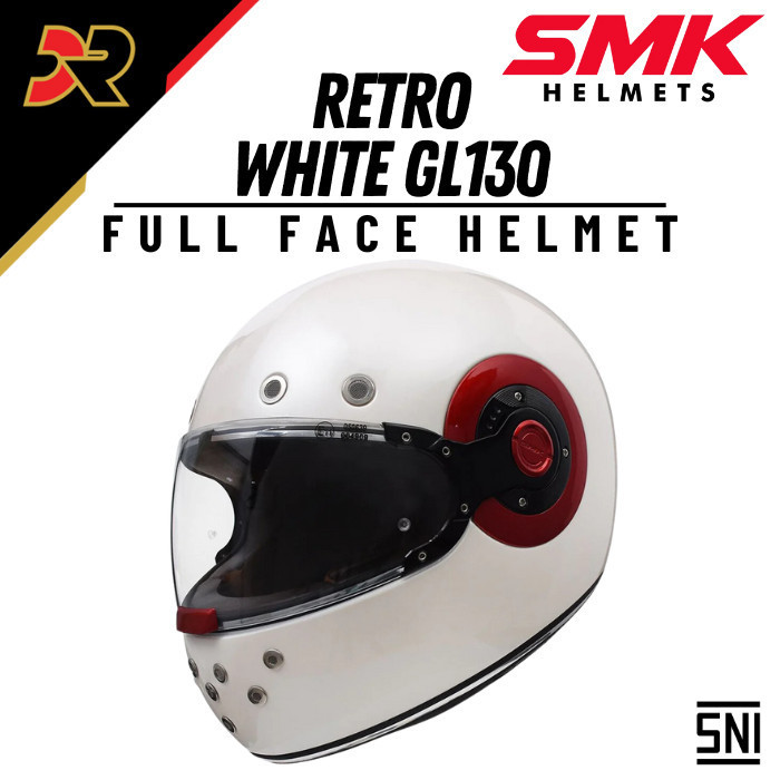 Jual HELM SMK RETRO WHITE GL130 HELM MOTOR FULL FACE SNI | Shopee Indonesia