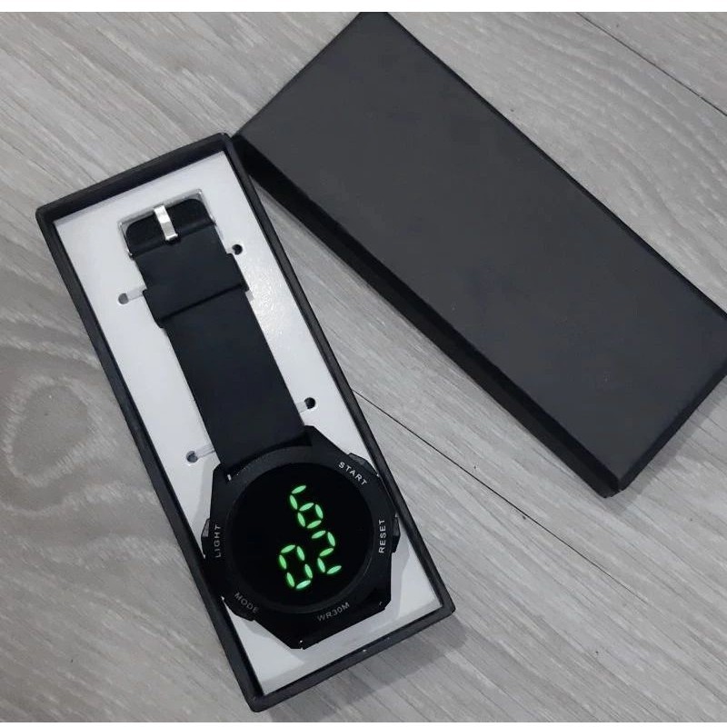 Jual Jam tangan pria digital hitam tahan air Terlaris bahan karet sport ...