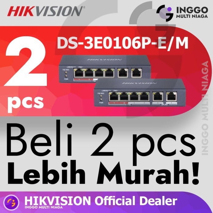 Jual PAKET 2 PCS SWITCH POE HIKVISION DS-3E0106P-E/M 4 PORT | Shopee Indonesia