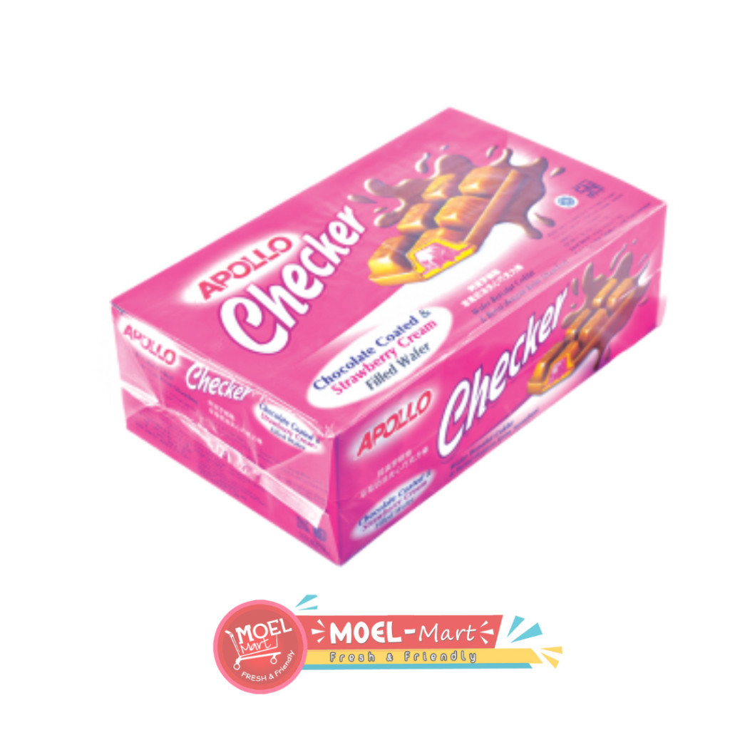 Jual APOLLO WAFER BAR CHECKER STRAWBERRY | Shopee Indonesia