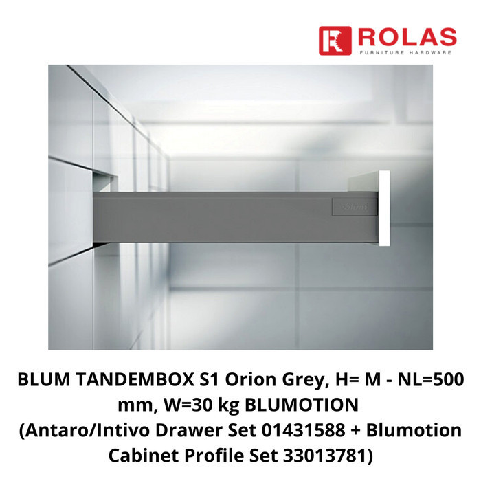 Jual Terbaru Blum Tandembox S1 Orion Grey, H= M - Nl=500 Mm, W=30 Kg ...