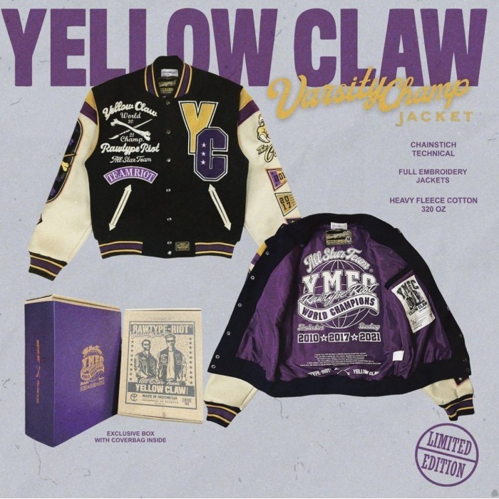 Jual VARSITY JACKET RAWTYPE RIOT X YELLOW CLAW | Shopee Indonesia