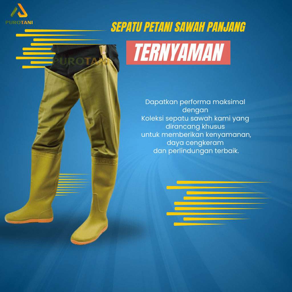 Jual sepatu boot sawah anti keong panjang 80 cm Kuning | Shopee Indonesia
