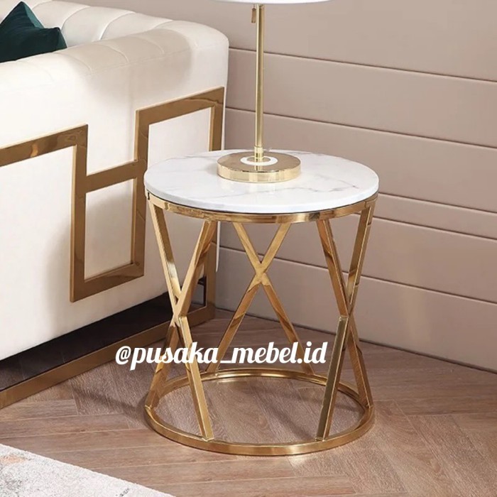 Jual side table marmer samping meja sudut marmer rangka besi stainless ...