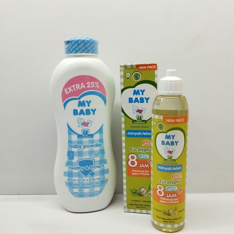 Jual PAKET MY BABY 2in1 MINYAK TELON 90mL & BABY POWDER 100gr | Shopee ...