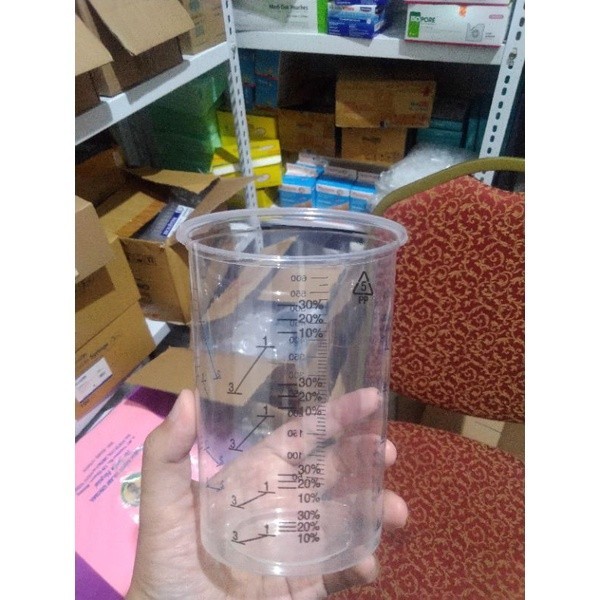 Jual gelas plastik gelas ukur campuran kimia cat pewarna gelas takaran gelas takar 600ml 600 ml ...