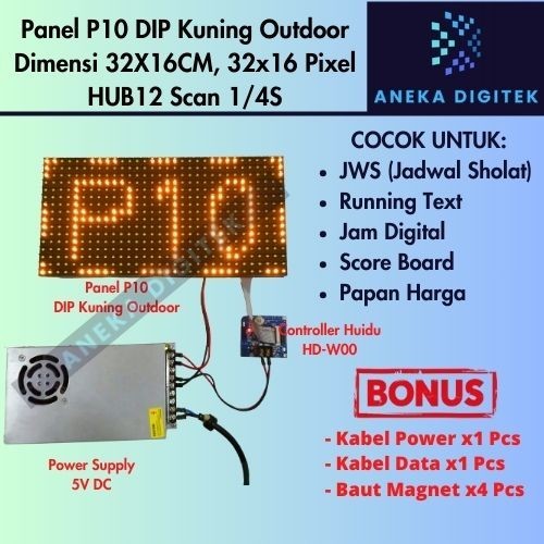 Jual Panel Module Modul LED P10 Running Text DIP Yellow Kuning Outdoor ...