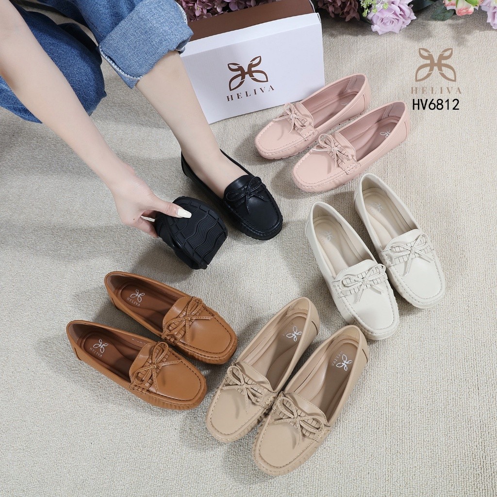 Jual B207 SF SEPATU HELIVA Sepatu Flat Loafer Pita Bow Bahan Kulit ...