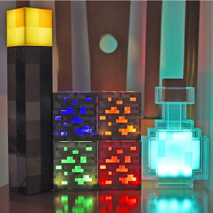 Jual Lampu LED Minecraft Torch Night Light Rechargeable Warm White - MC ...