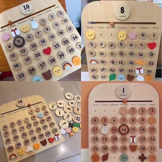 Jual DIY MAGNETIC WOODEN CALENDAR PERPETUAL CALENDAR KALENDAR BAHAN ...