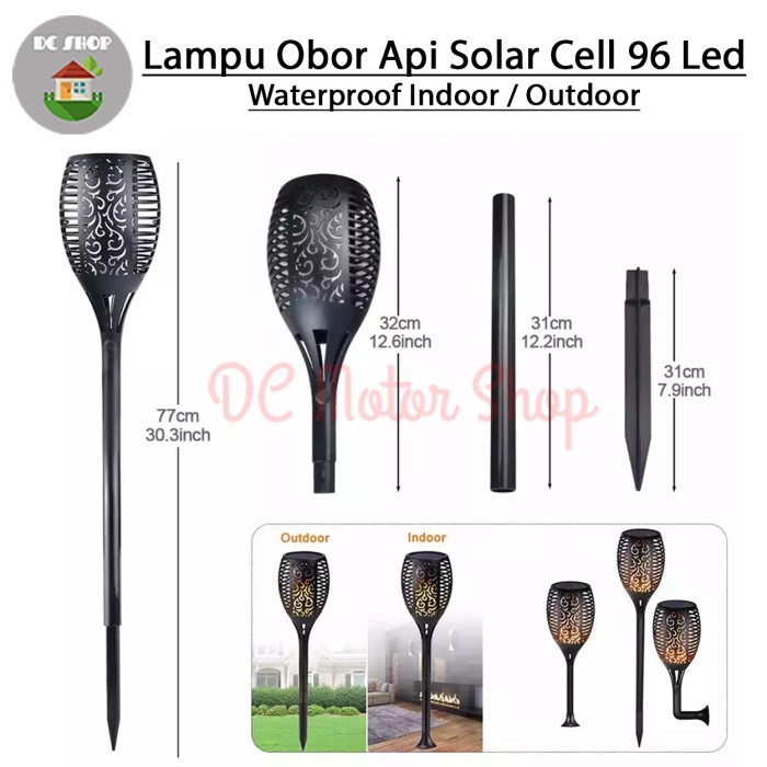 Jual Lampu Obor Api Flame Led Tancap Taman 96Led - Tenaga Surya Solar ...